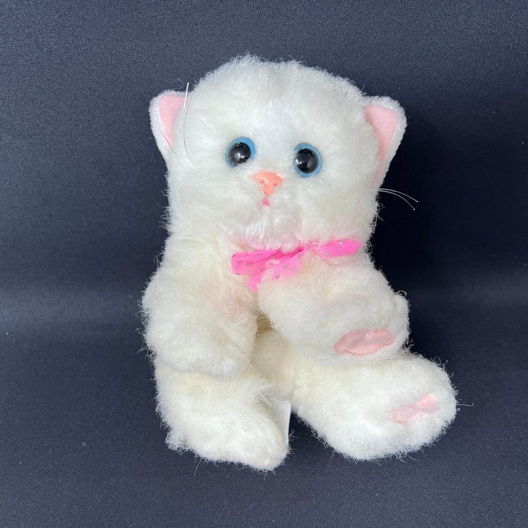DSI Kitty Kitty Kitten Plush 2000 Purrs White Persian Cat Blue Eyes ...