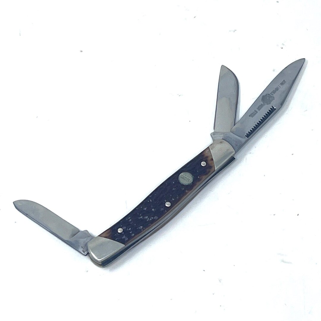 John Primble 3 Blade Stockman Knife Jigged Bone Handle 4" Belknap Hdw ...