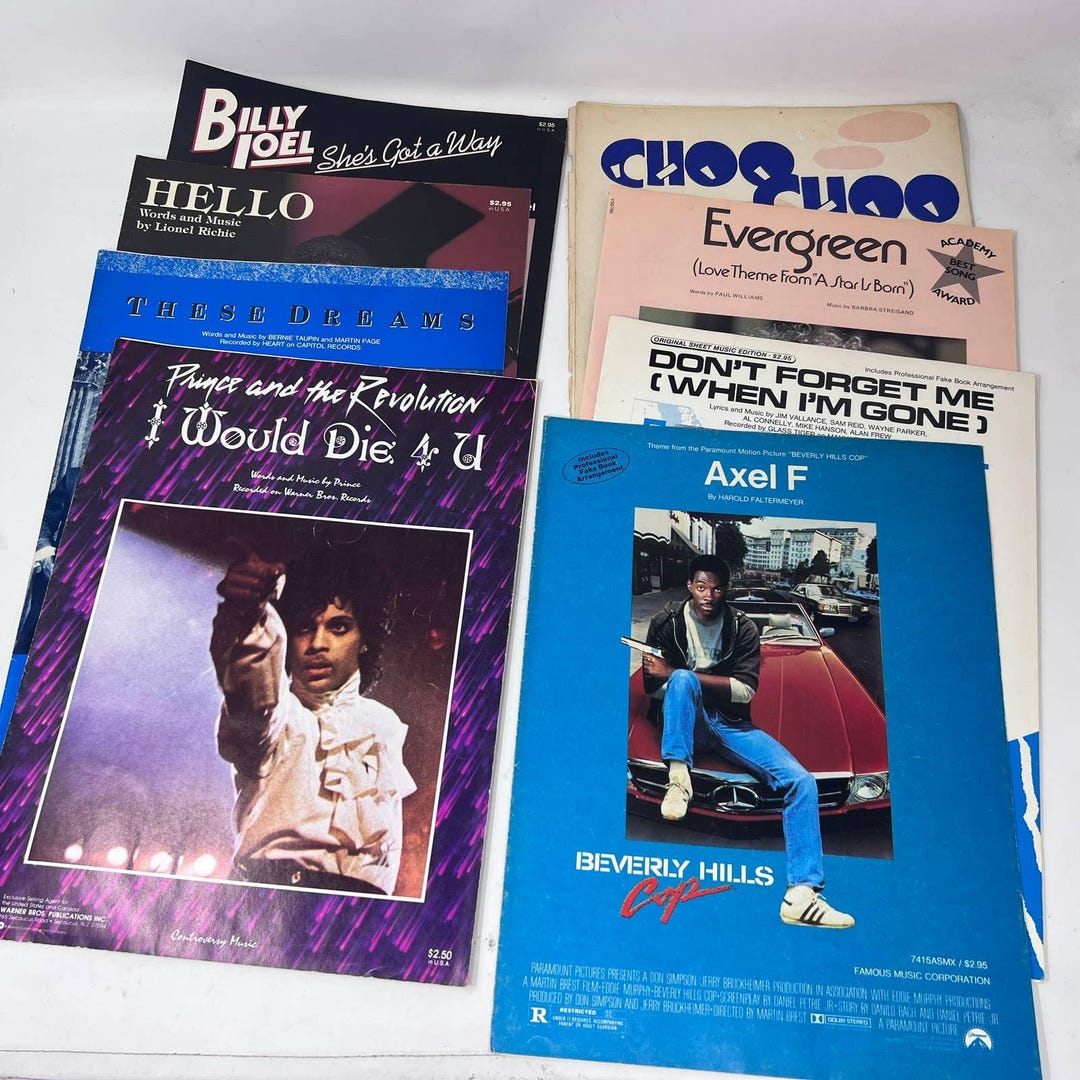 80s Sheet Music Lot Prince Heart Lionel Richie Billy Joel Barbara ...