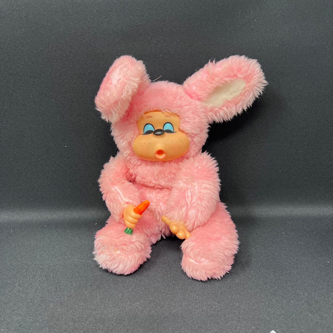 Russ Thumb Sucker Plush Bon Bon Pink Rubber Face Bunny Carrot Doll VTG ...