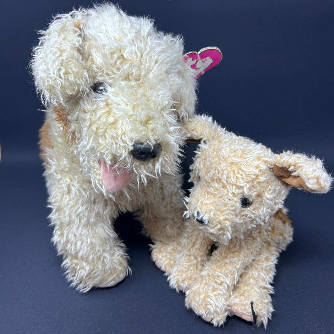 Ty Toffee 14 Taffy 9 Plush Puppy Dog Set of 2 Tan Spot Shaggy Terrier ...