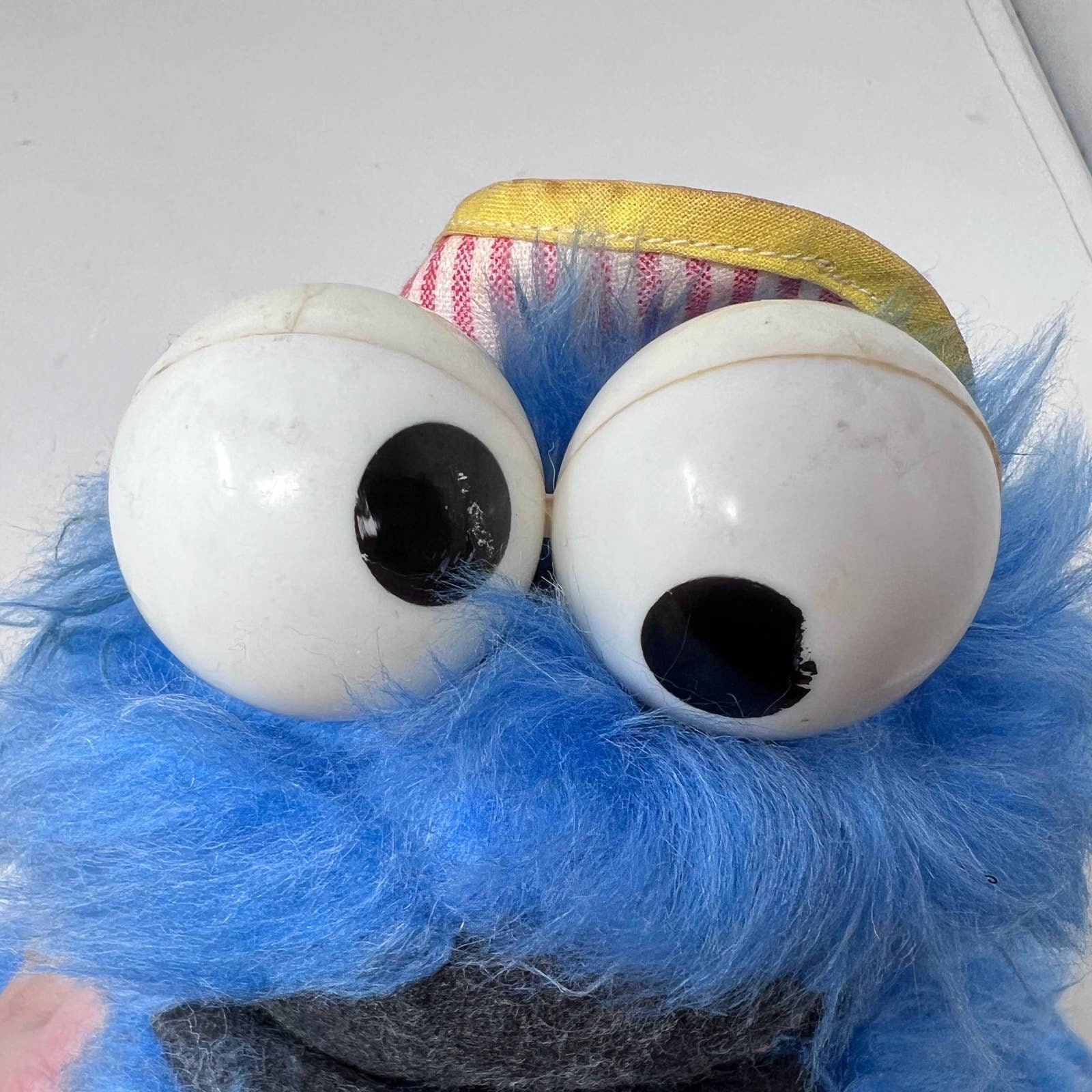 Knickerbocker Cookie Monster Plush Rattle Eyes Striped Apron VTG Sesame ...