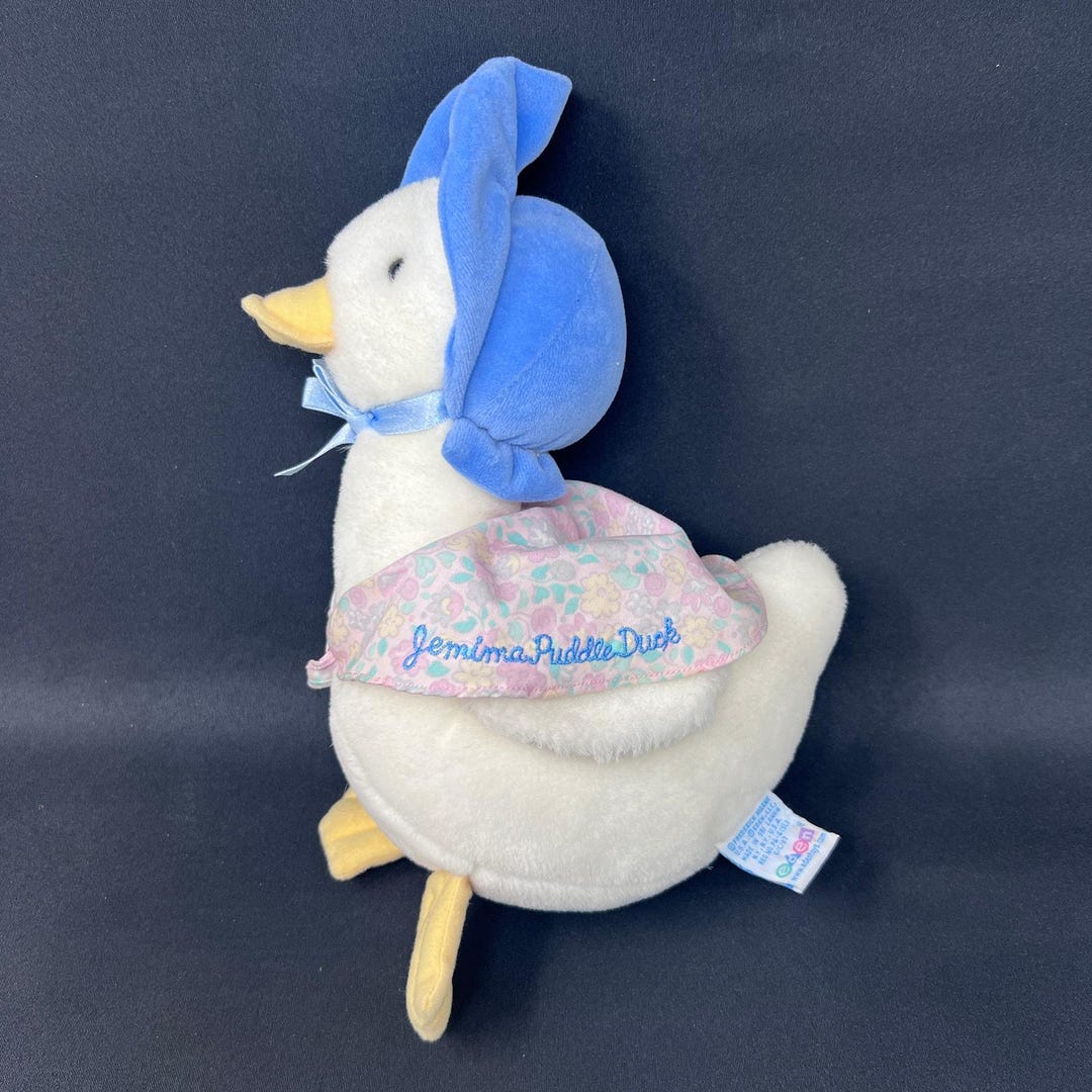Eden Jemima Puddle Duck Plush Blue Bonnet Embroidered Floral Shawl ...