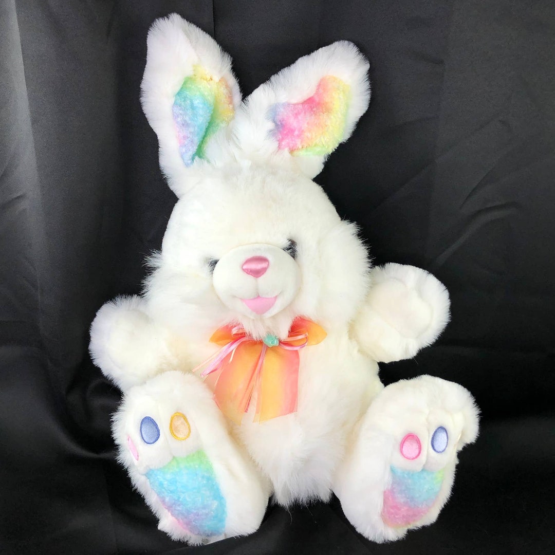 Dan Dee Hoppy Hopster Easter Bunny Plush 22" White Rabbit Rainbow ...