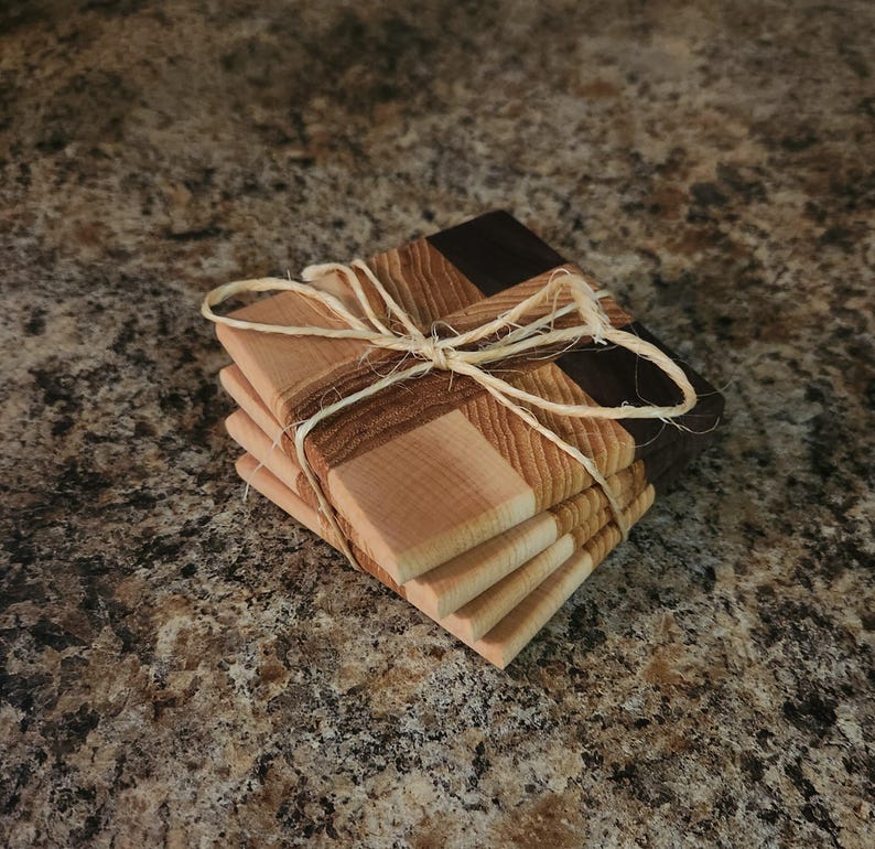 Set of 4 End-grain Wooden Coasters - Etsy