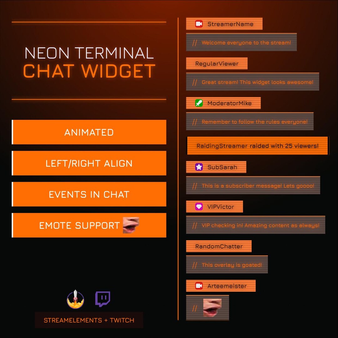 Neon Terminal Twitch Chat Widget | Animated Streamelements Chat Box for ...