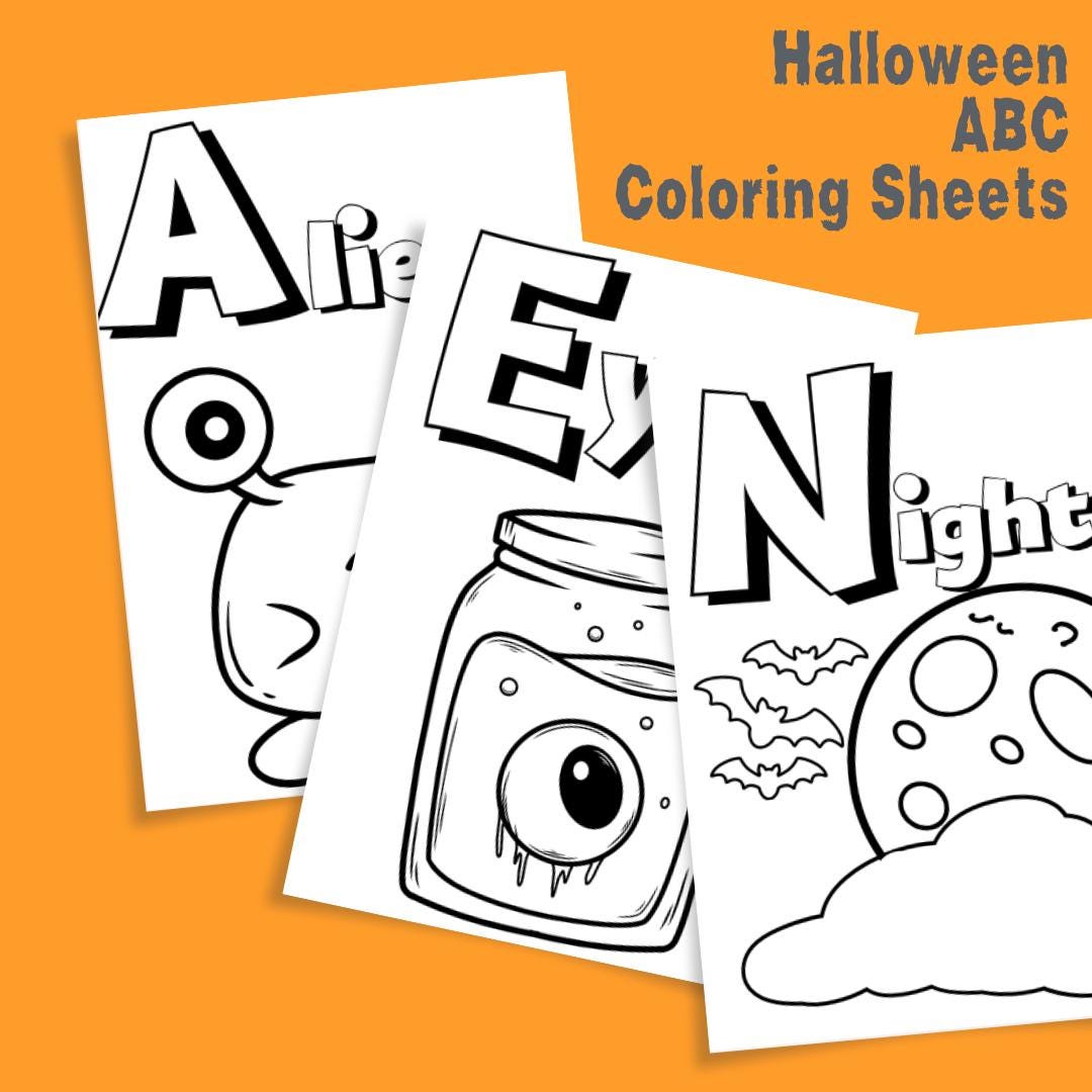 Halloween Alphabet Coloring Pages: A-Z Printable Activity (PDF Download ...