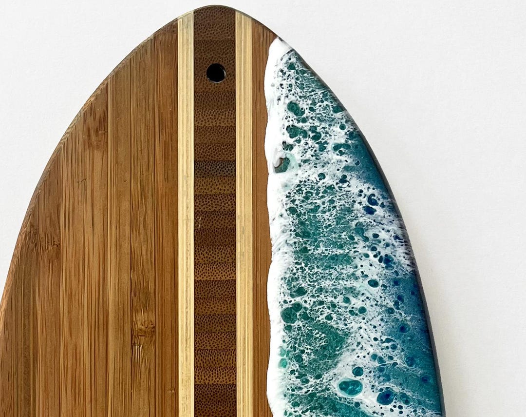 Surfboard Resin Ocean Wave Charcuterie Board Unique Couple Gifts, Epoxy ...