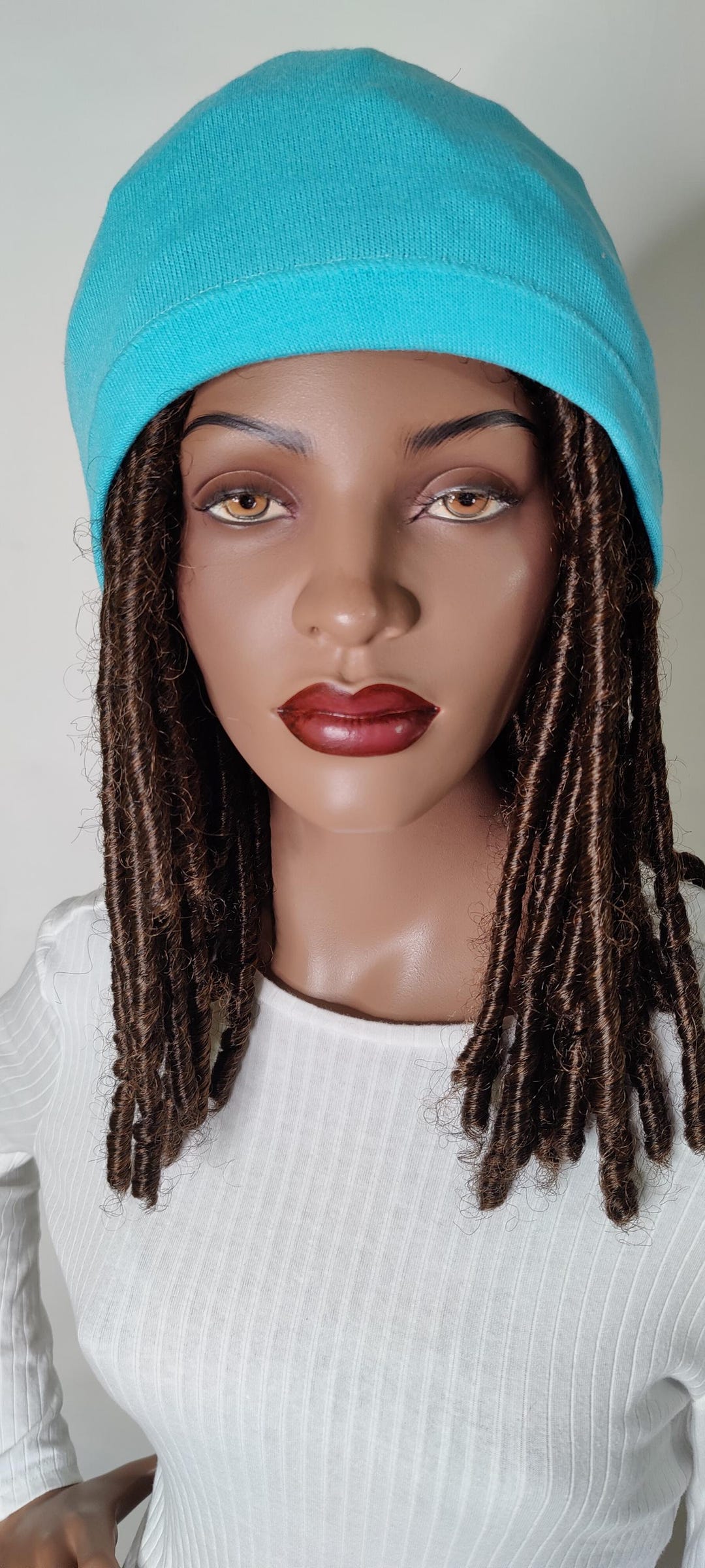 Beanie Hat, Dreads Cap, Dreadlock Wrap, Blue Sweater Knit Locs Covering ...