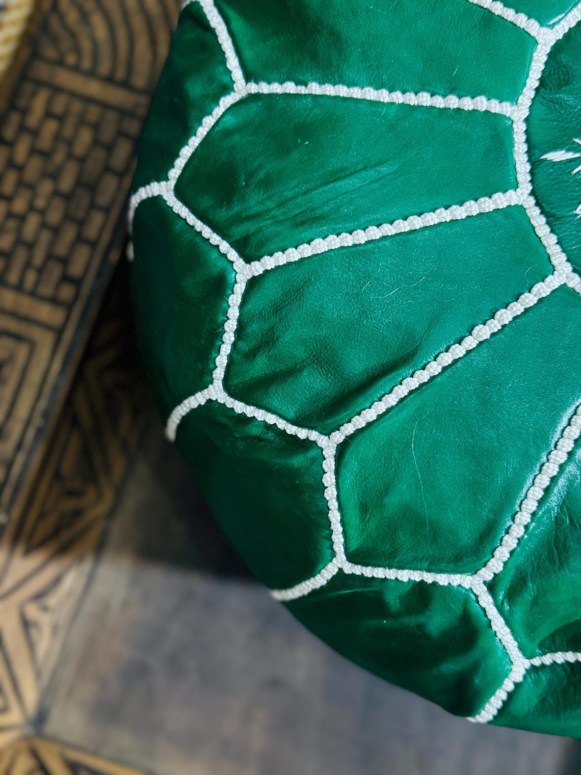 Moroccan POUF GREEN Leather Pouf Ottoman Pouf Morrocan Leather Pouf ...