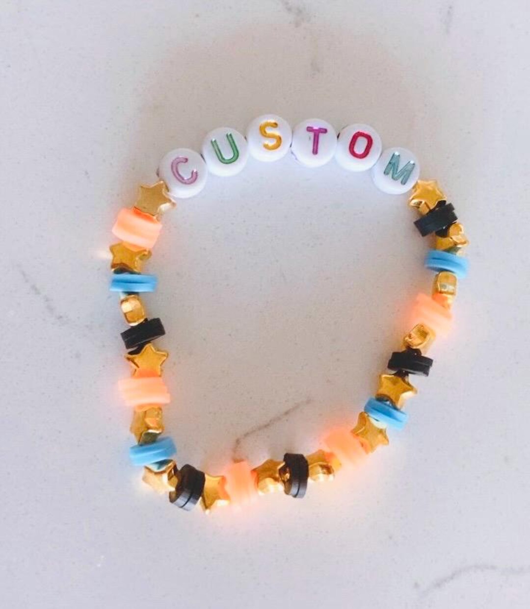 Customizable Bracelet, Clay Bead Bracelet, Any Color, Any Word, - Etsy