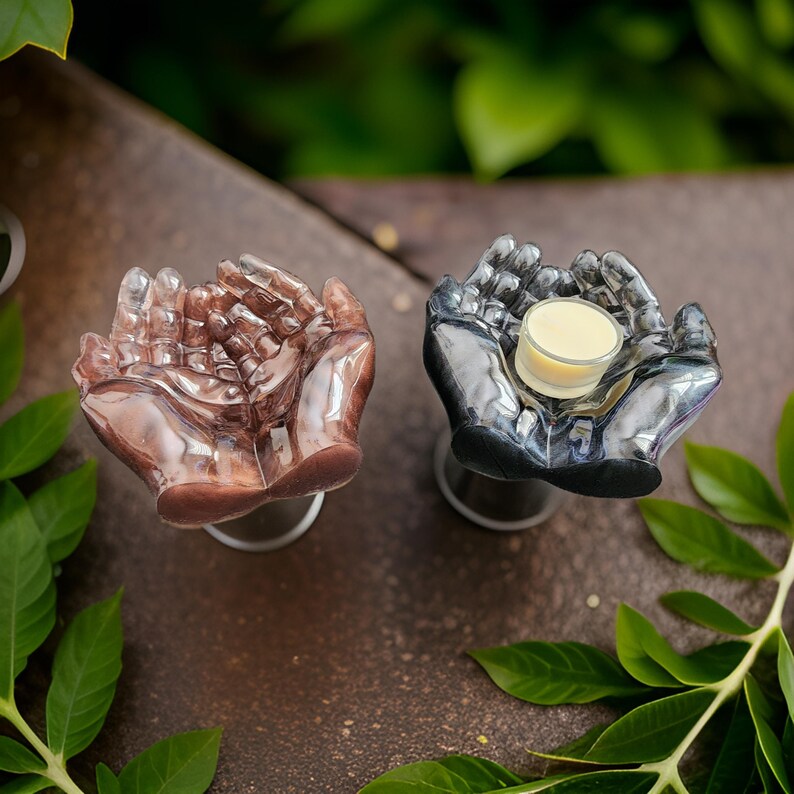 Resin Hand Sculpture Bowl Decorative Candy Dish or Candle Holder Unique ...