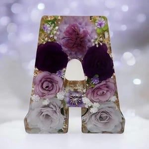 Personalized Silk Flower Resin Letter Handmade Alphabet Initial Custom ...