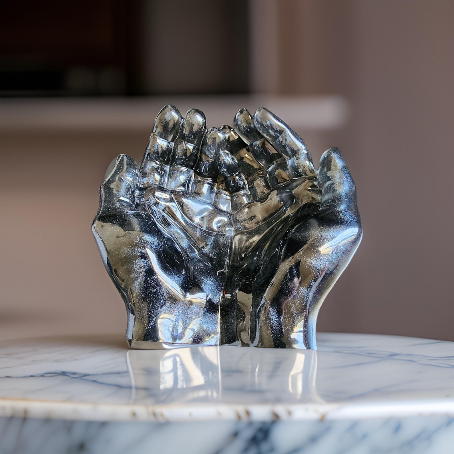 Resin Hand Sculpture Bowl Decorative Candy Dish or Candle Holder Unique ...