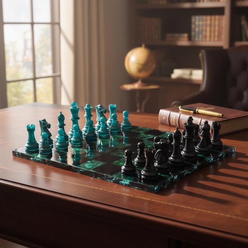 Red Black Resin Chess - Etsy