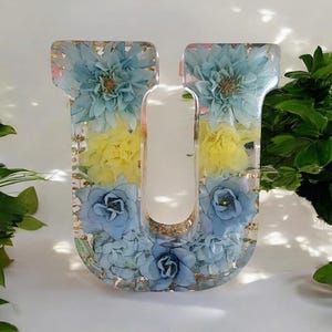 Personalized Silk Flower Resin Letter Handmade Alphabet Initial Custom ...