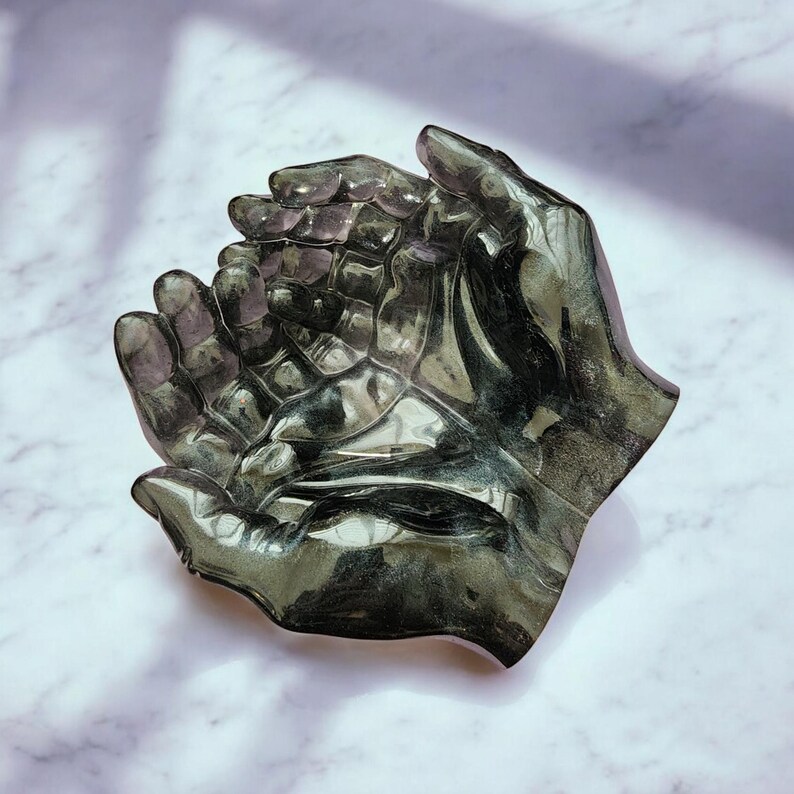 Resin Hand Sculpture Bowl Decorative Candy Dish or Candle Holder Unique ...