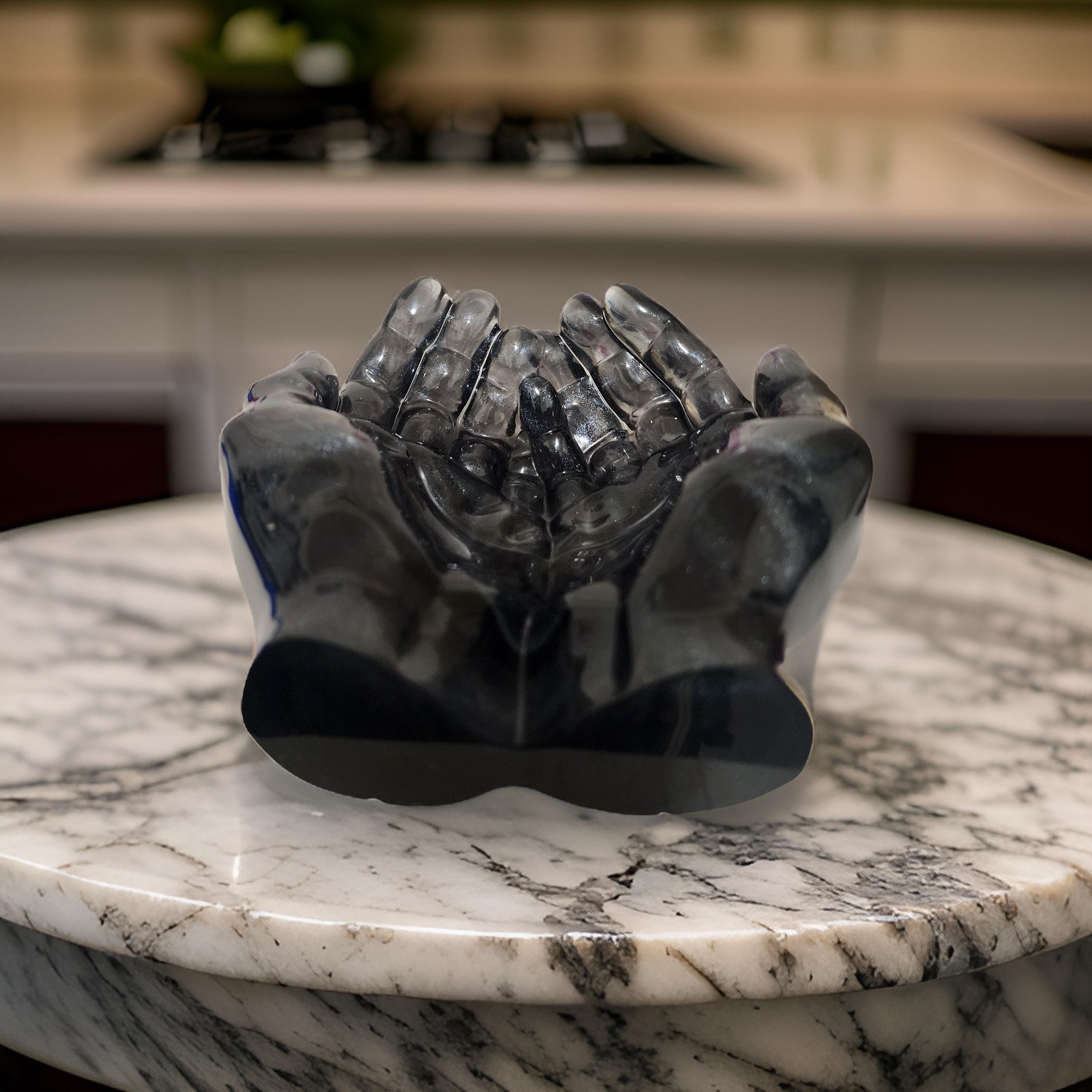Resin Hand Sculpture Bowl Decorative Candy Dish or Candle Holder Unique ...