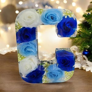 Personalized Silk Flower Resin Letter Handmade Alphabet Initial Custom ...