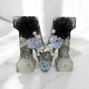 Personalized Silk Flower Resin Letter Handmade Alphabet Initial Custom ...