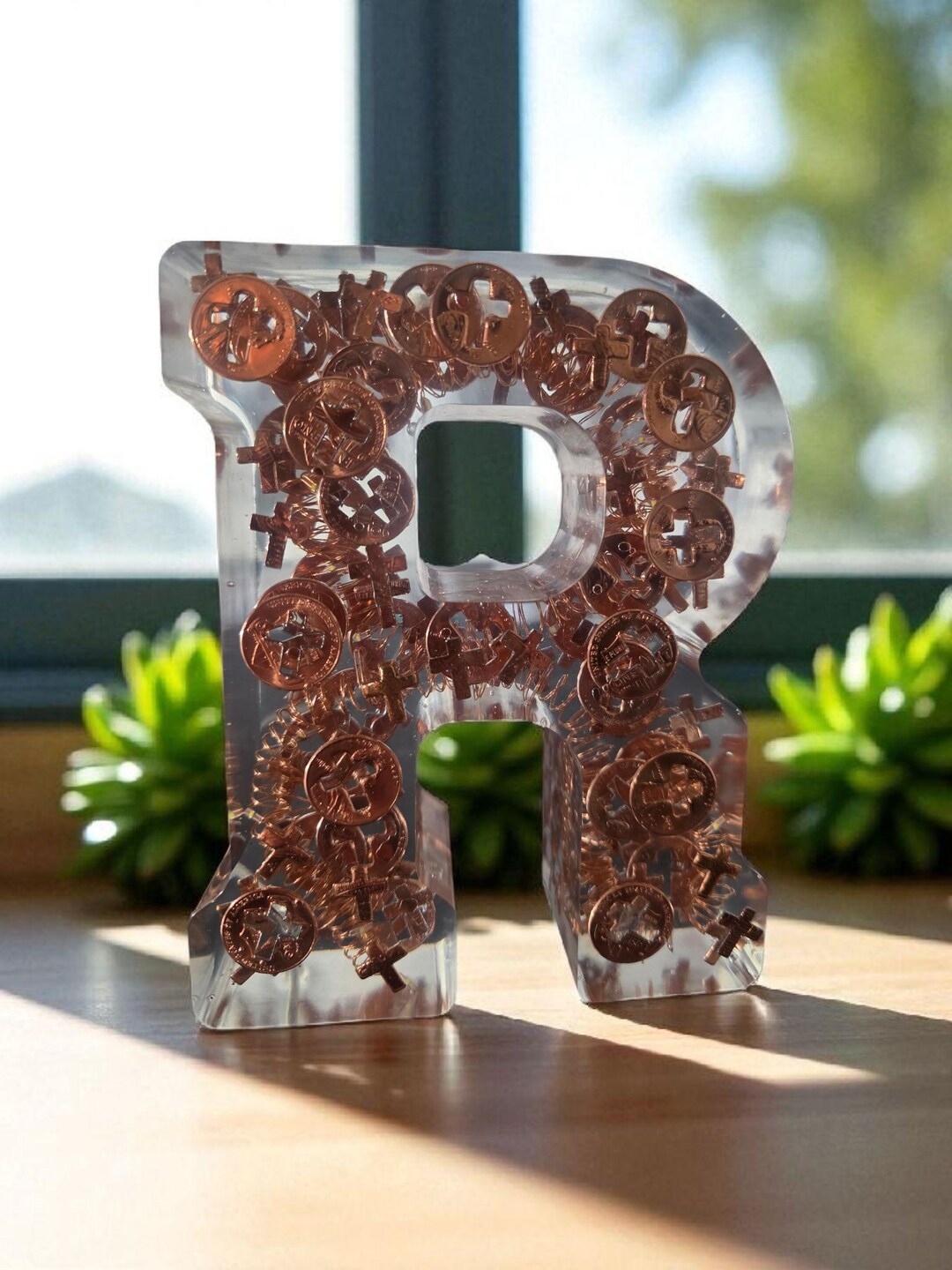 Personalized Artificial Flower Resin Letter | Handmade Alphabet Initial ...