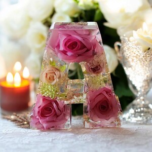 Personalized Silk Flower Resin Letter Handmade Alphabet Initial Custom ...