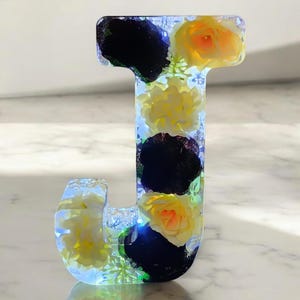 Personalized Silk Flower Resin Letter Handmade Alphabet Initial Custom ...