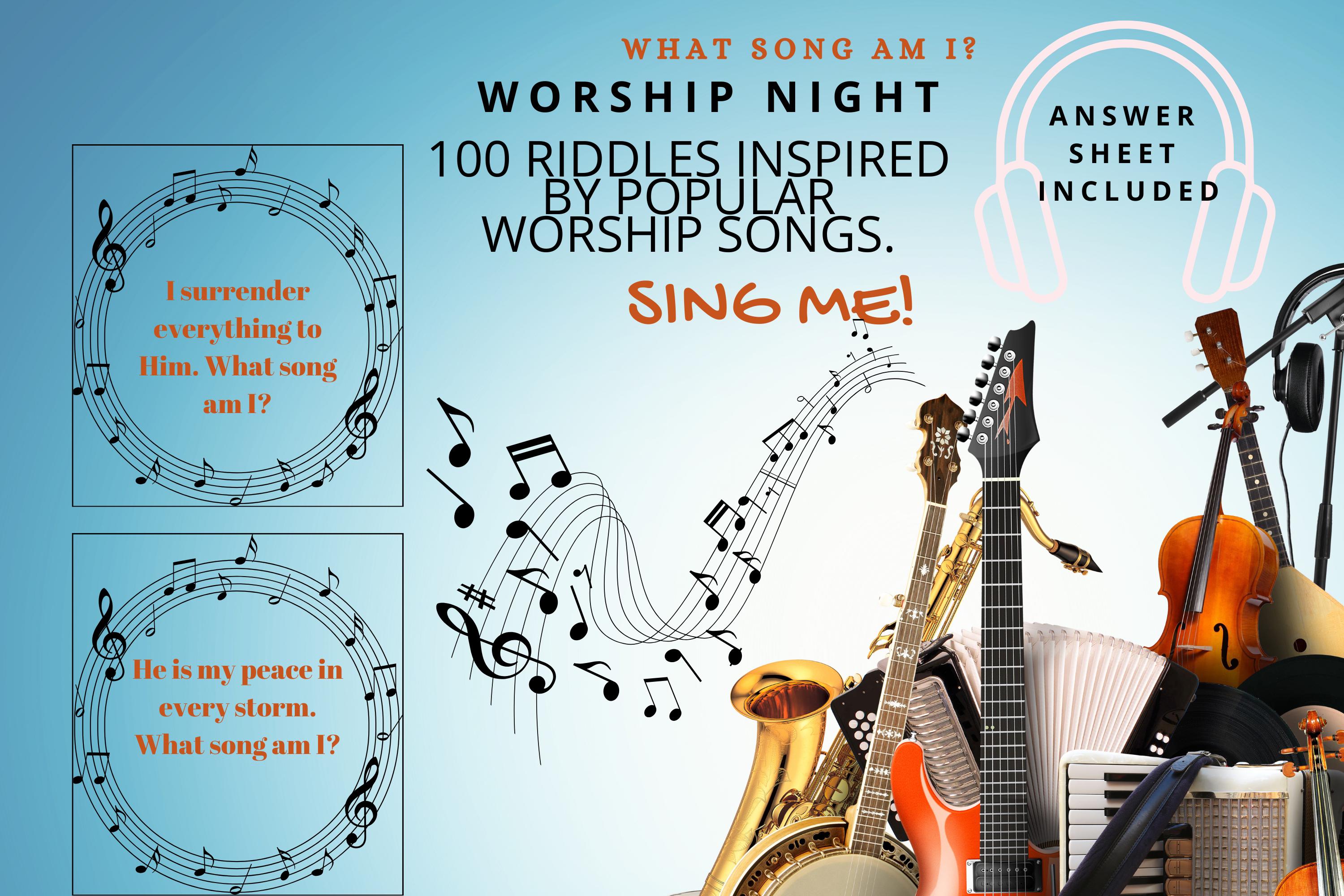 100 Worship Song Riddles Game Fun Guess Sing Digital Download for ...