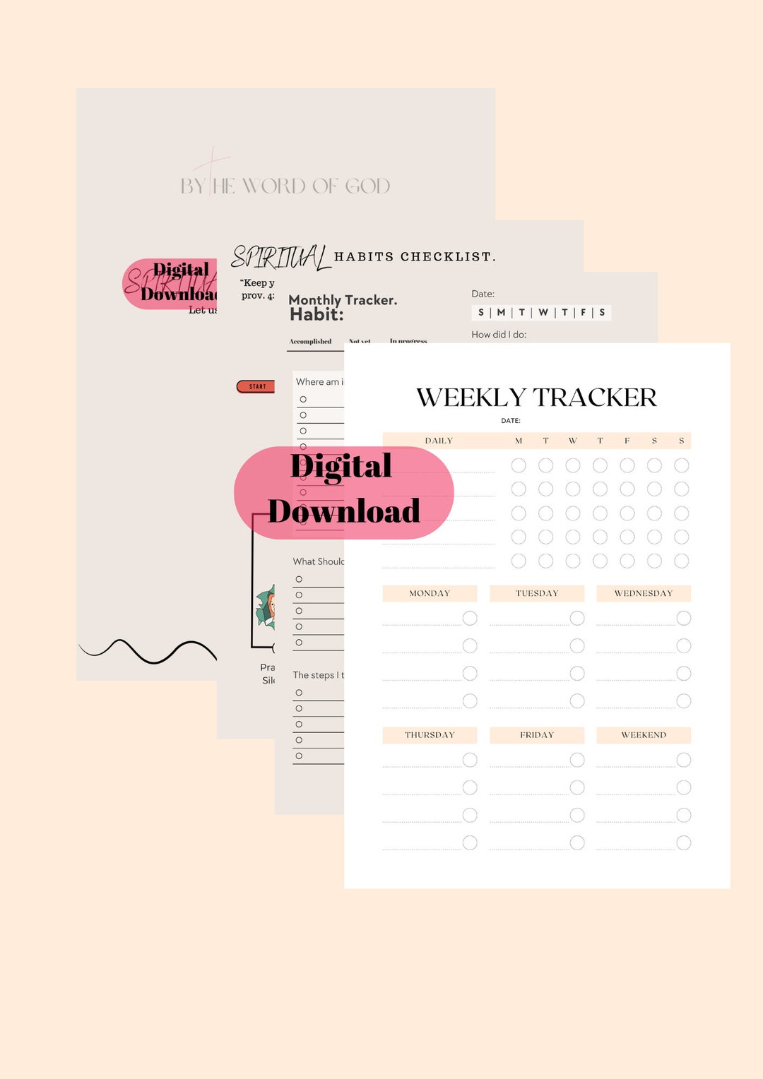 Digital Spiritual Habits Checklists Monthly and Weekly Trackers for a ...