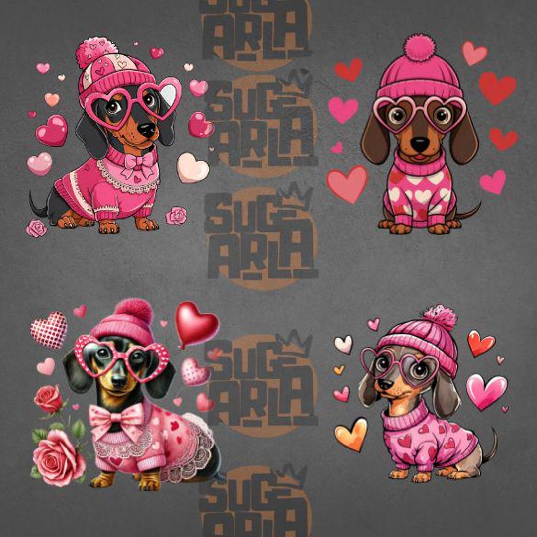 Valentine PNG, Valentine Dachshund Dog, Sausage Dog Png, Valentine's ...