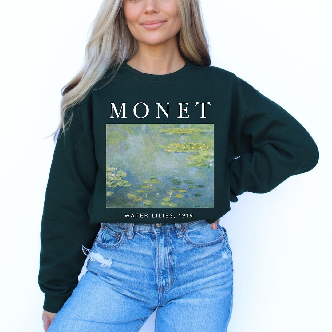 Monet Waterlilies Sweatshirt Womens Floral Art Sweatshirt Womens Claude ...