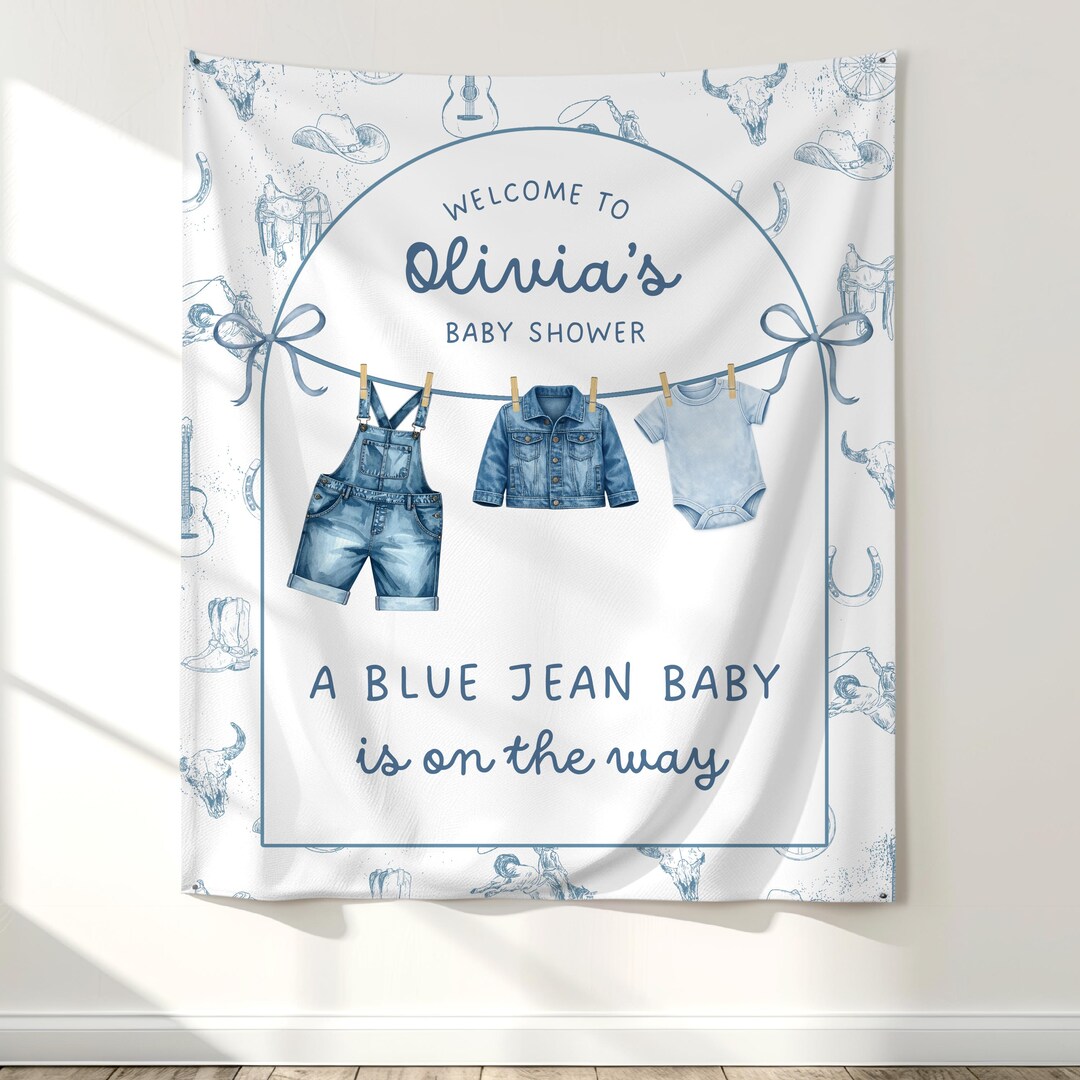 Blue Jean Baby Shower Banner, Denim Theme Sign, Personalized Decor - Etsy