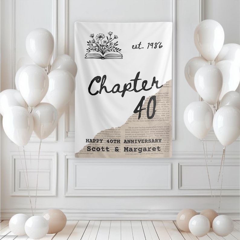40th Anniversary Banner: Chapter 40 Book Theme 40th Anniversary Sign ...