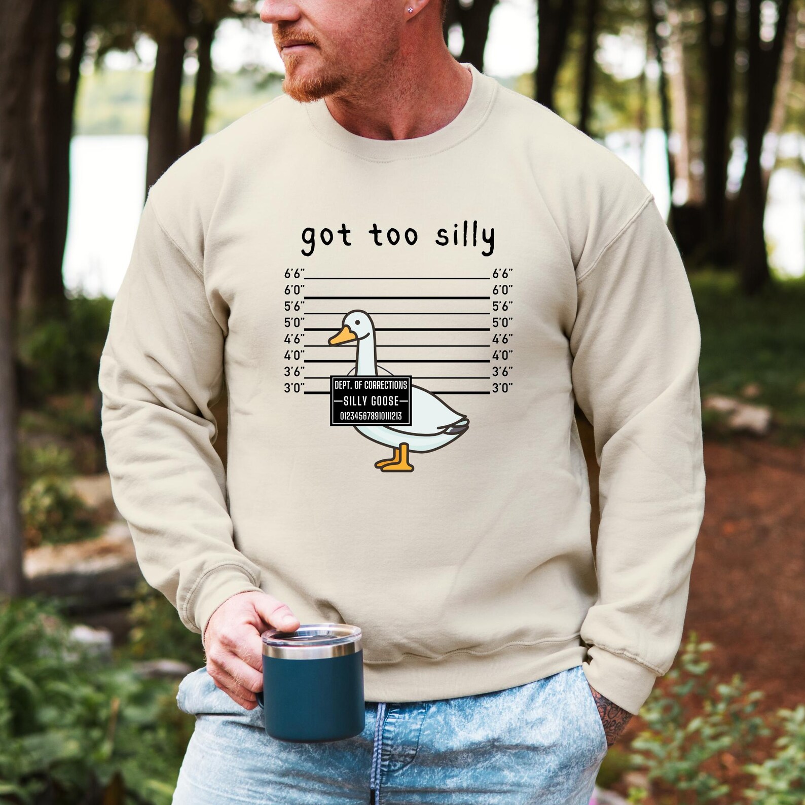 Silly Goose Sweatshirt: Got Too Silly Mugshot Jail Goose - Etsy