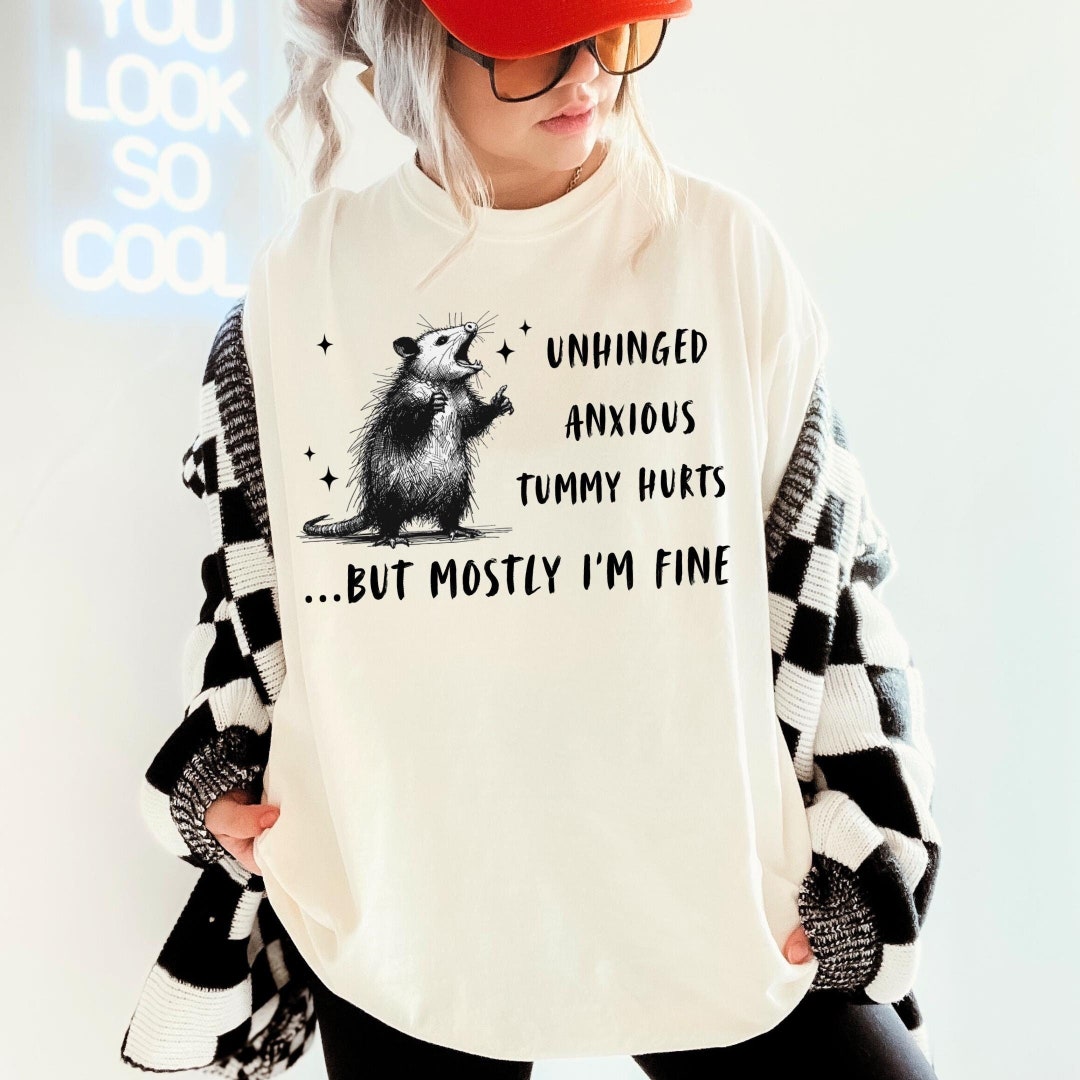 Unhinged Tshirt Possum Shirt Unhinged Shirts My Tummy Hurts Weird ...