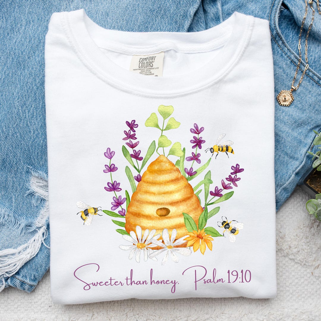 Honey Comb Bee Hive Honey Pot Christian Gift Religious Shirt Gardener ...