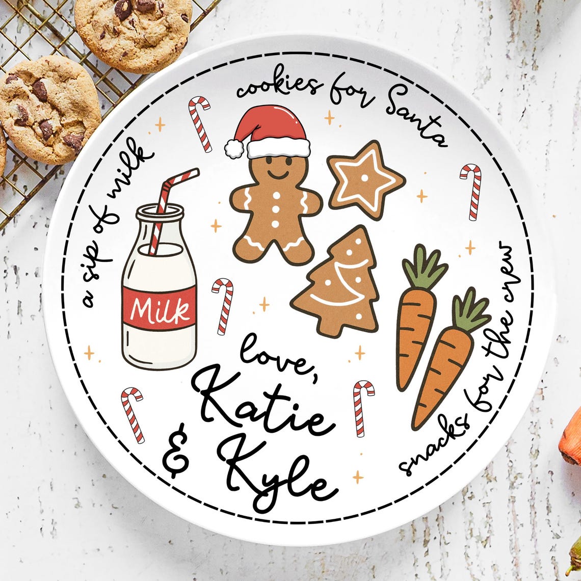 Personalized Santa Cookie Plate With Kids Names: Custom Christmas Eve ...