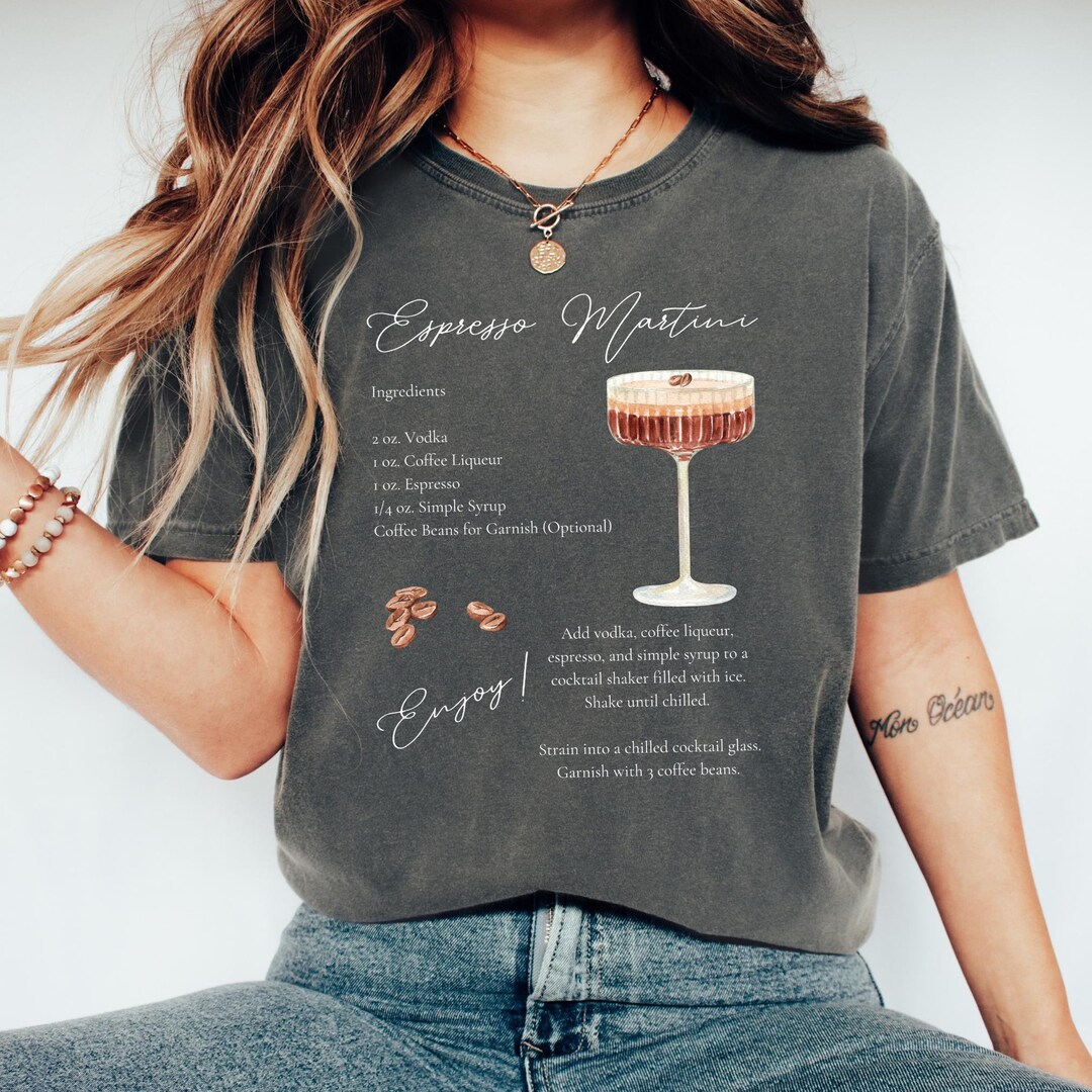 Espresso Martini Cocktail Recipe Shirt, Old Money Aesthetic, Watercolor ...