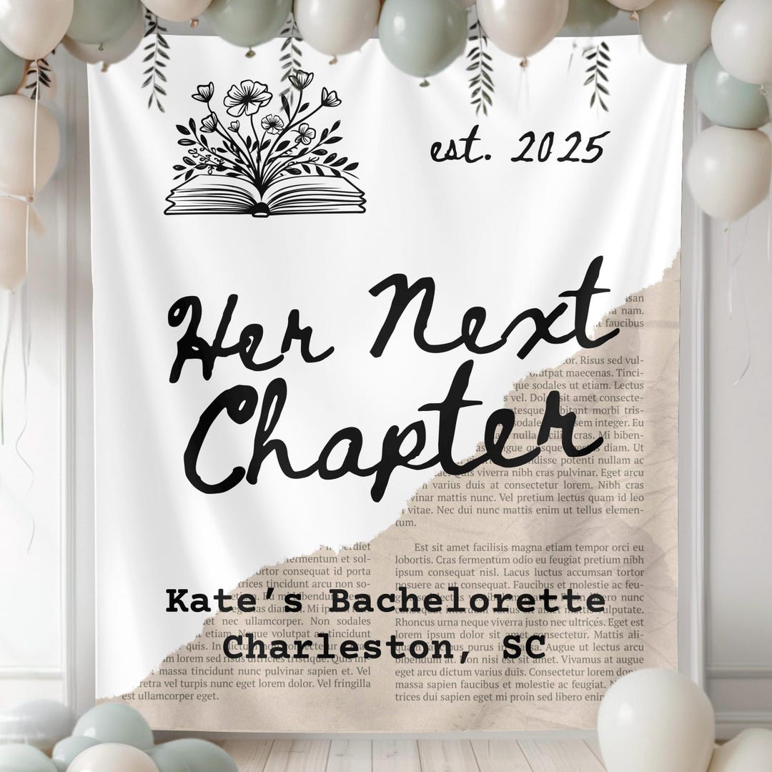 Her Next Chapter Banner: Book Theme, Customizable Bridal Bachelorette ...