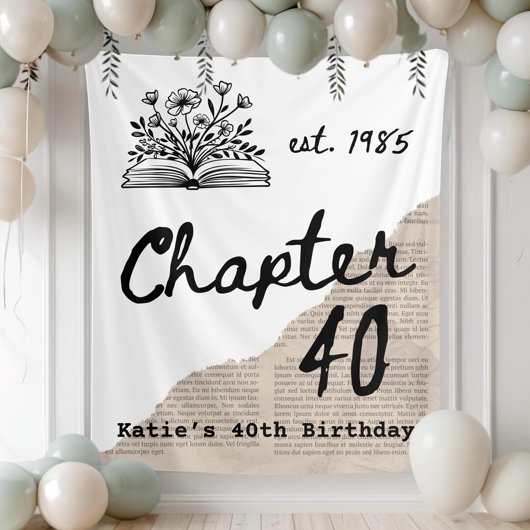 Chapter 40 Birthday Banner: Book Theme, Customizable Party Decor - Etsy