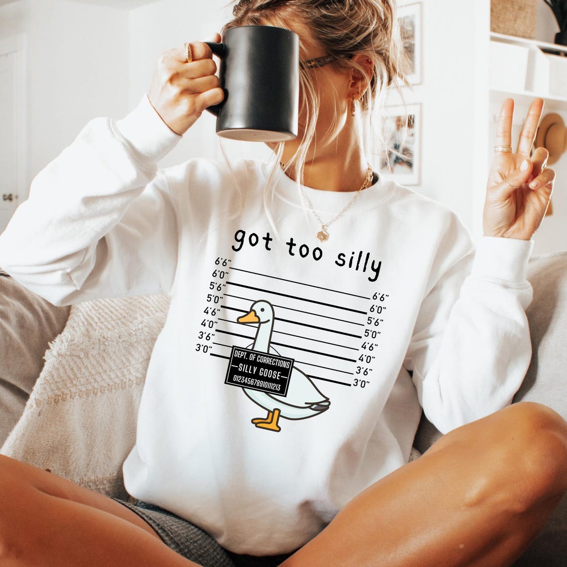 Silly Goose Sweatshirt: Got Too Silly Mugshot Jail Goose - Etsy