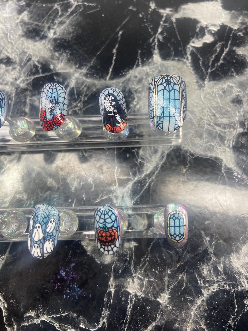 Halloween Stained Glass Press on Nails Set - Etsy