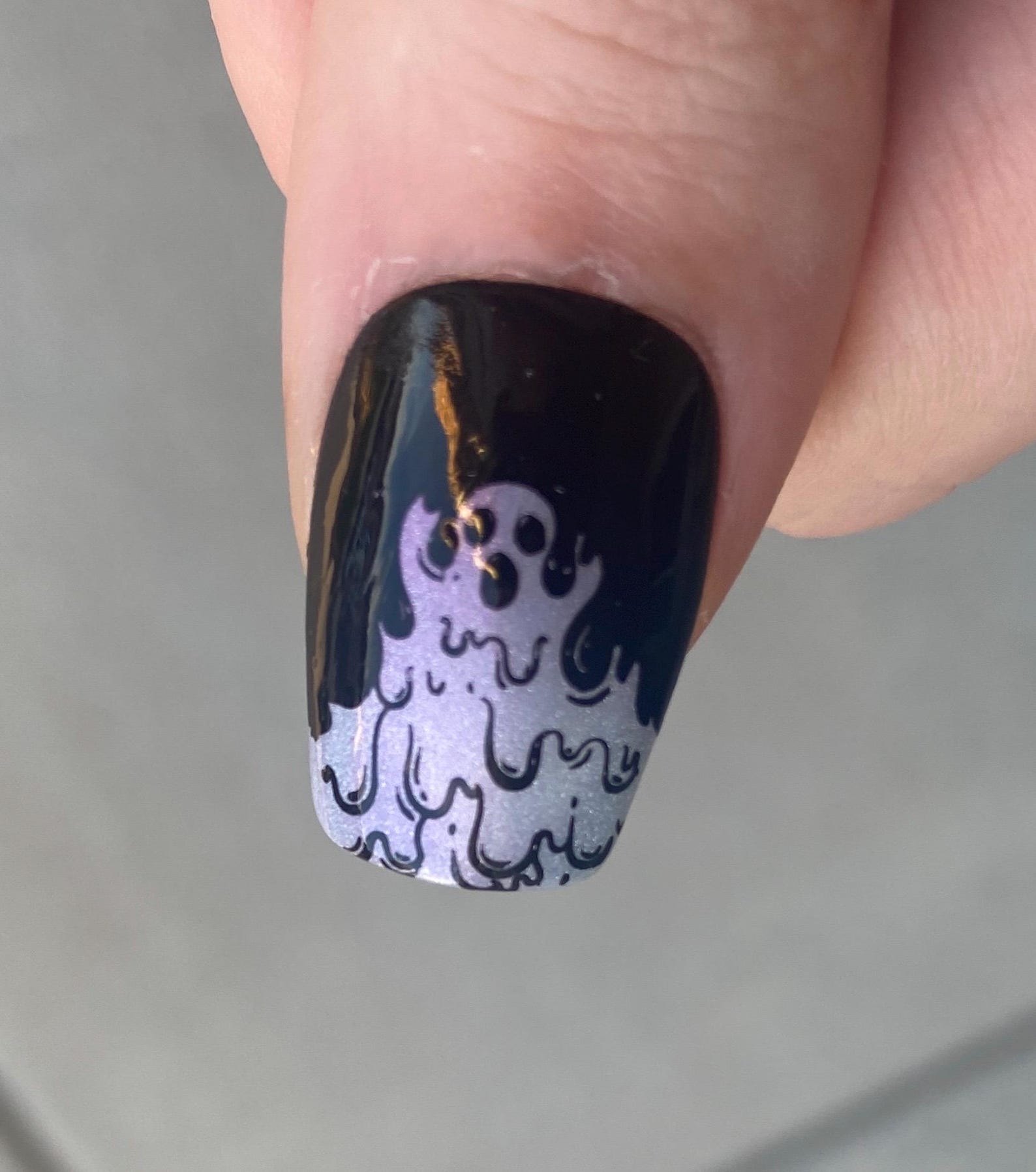 Spooky Cute Purple Velvet Effect Magnetic Press on Nails, Acrylic Press ...