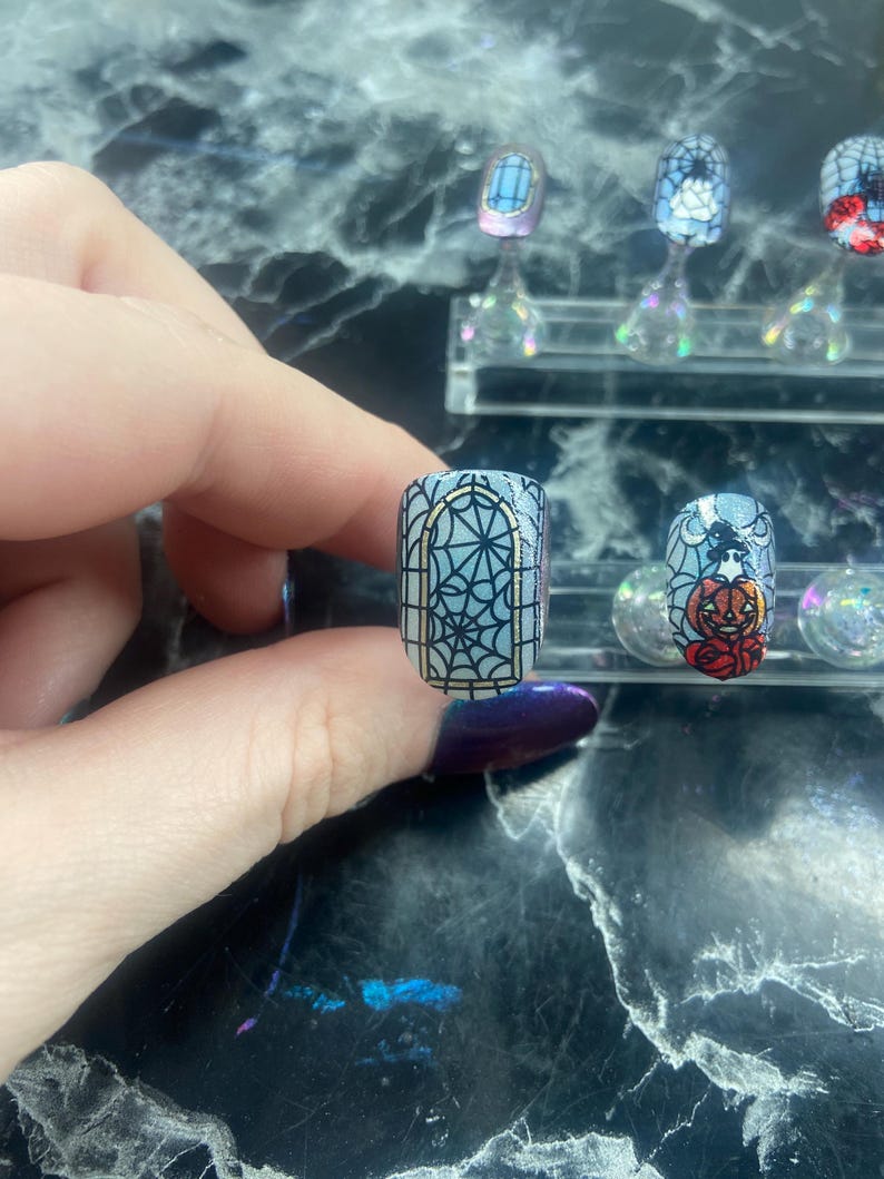 Halloween Stained Glass Press on Nails Set - Etsy