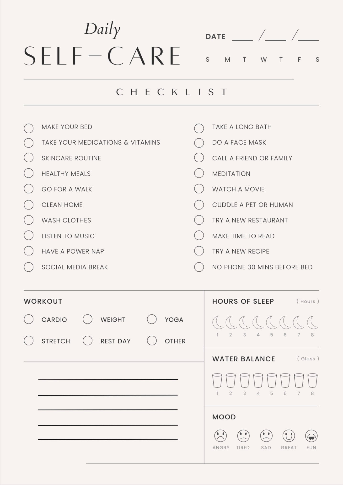 Wellness Checklist: Cultivate Self-care Habits for a Balanced Life - Etsy