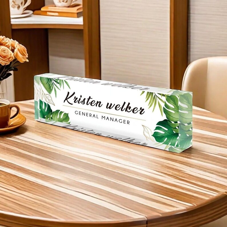 Custom Logo Desk Name Plate, Personalized Acrylic Glass Plaque Sign ...