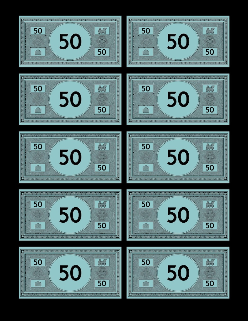 Monopoly Printable Money - Etsy