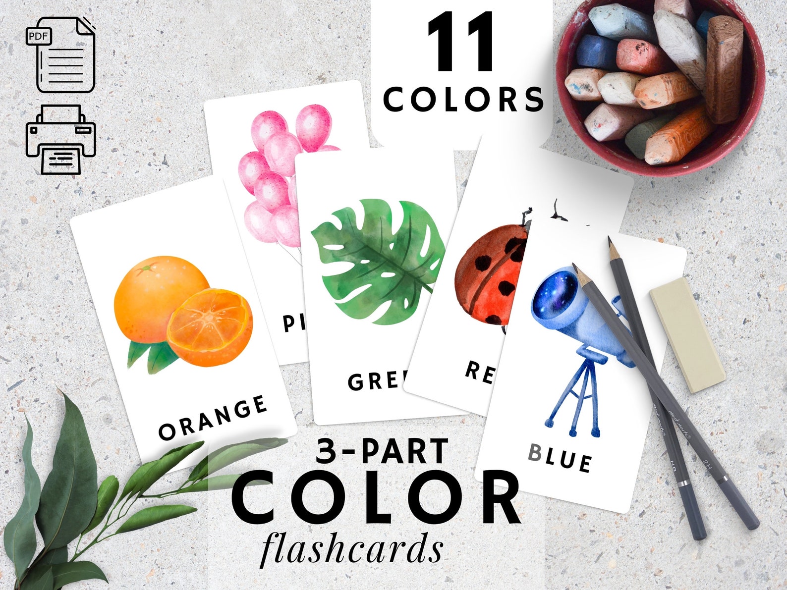 Color Flash Cards for Kids, Printable PDF, Educational Learning Tool ...