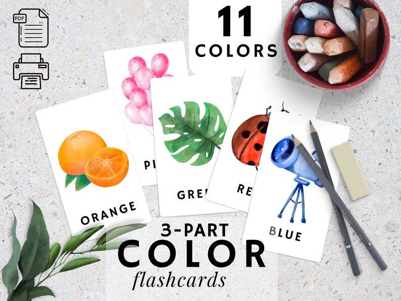 Color Flash Cards for Kids, Printable PDF, Educational Learning Tool ...