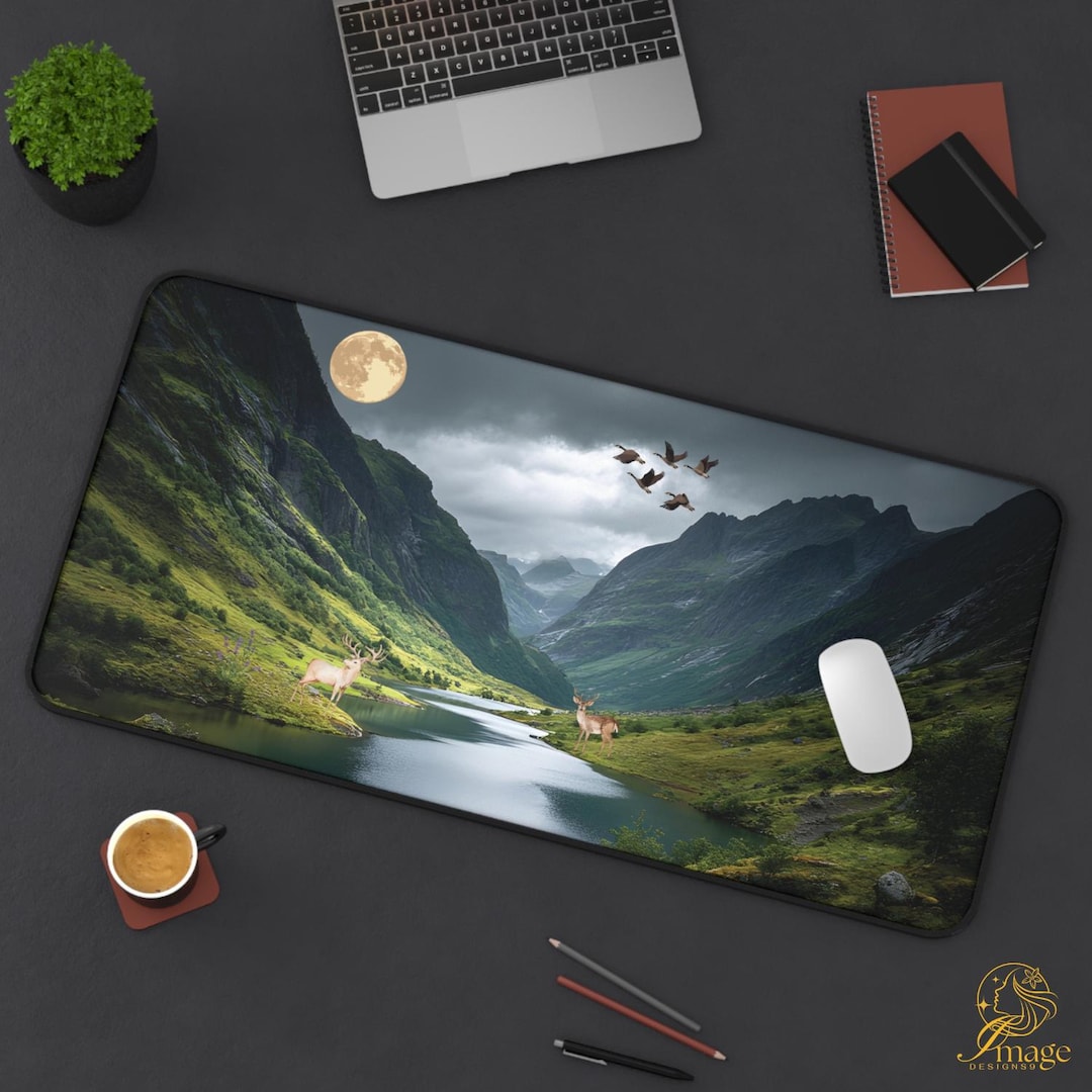 Scenic Landscape Desk Mat, Nature-inspired Mouse Pad, Wildlife Office ...
